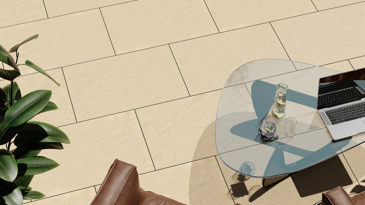 Huntley™ | Cream Stone Effect Porcelain Paving Patio Pack - 21.06 sqm