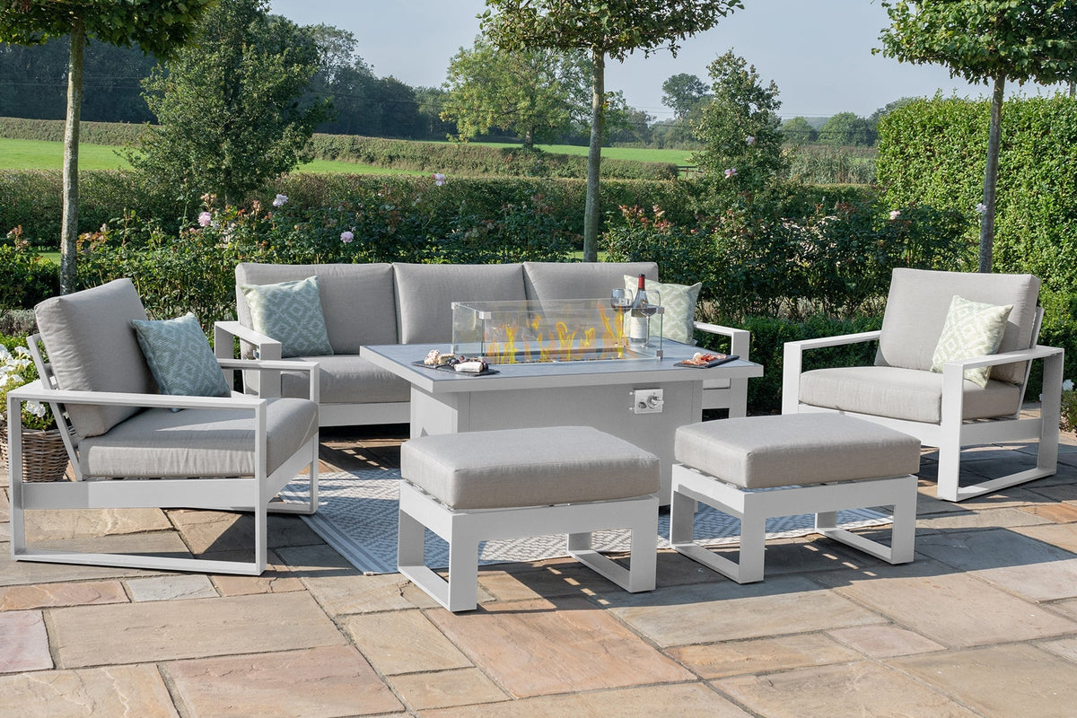 Amalfi 3 Seat Sofa Dining Set with Rectangular Fire Pit Coffee Table
