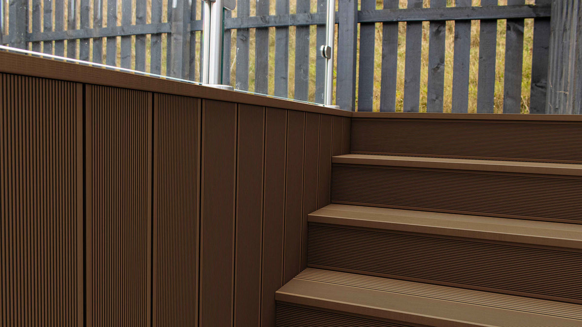 Classic™ | Dark Brown Grooved Composite Decking Bullnose Edge Board