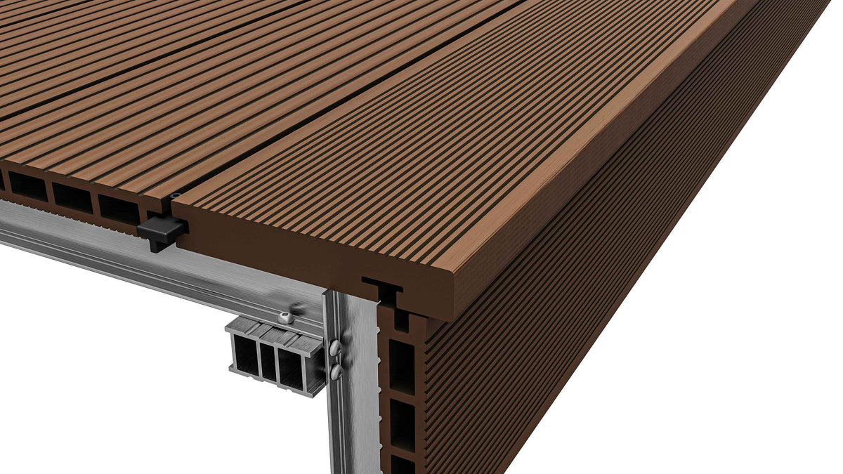 Classic™ | Dark Brown Grooved Composite Decking Bullnose Edge Board