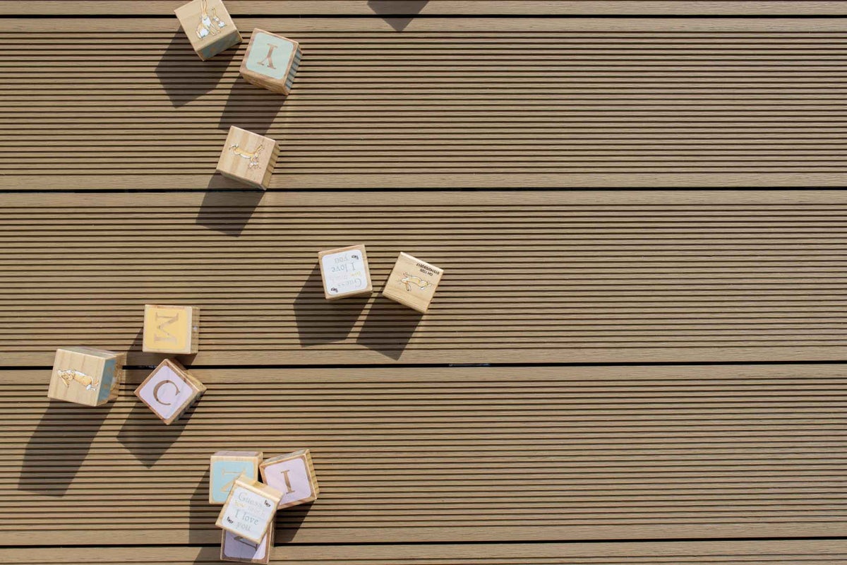 3.6m Light Brown Grooved Composite Decking Boards – O V Æ D A™