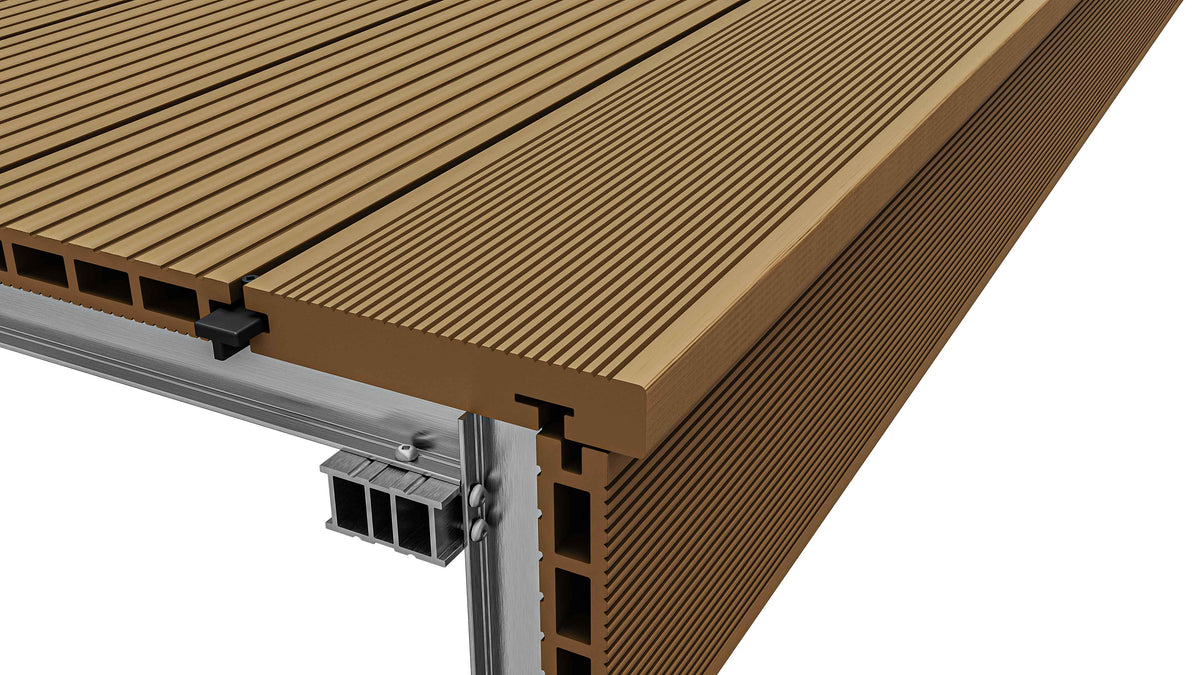 Classic™ | Light Brown Grooved Composite Decking Bullnose Edge Board