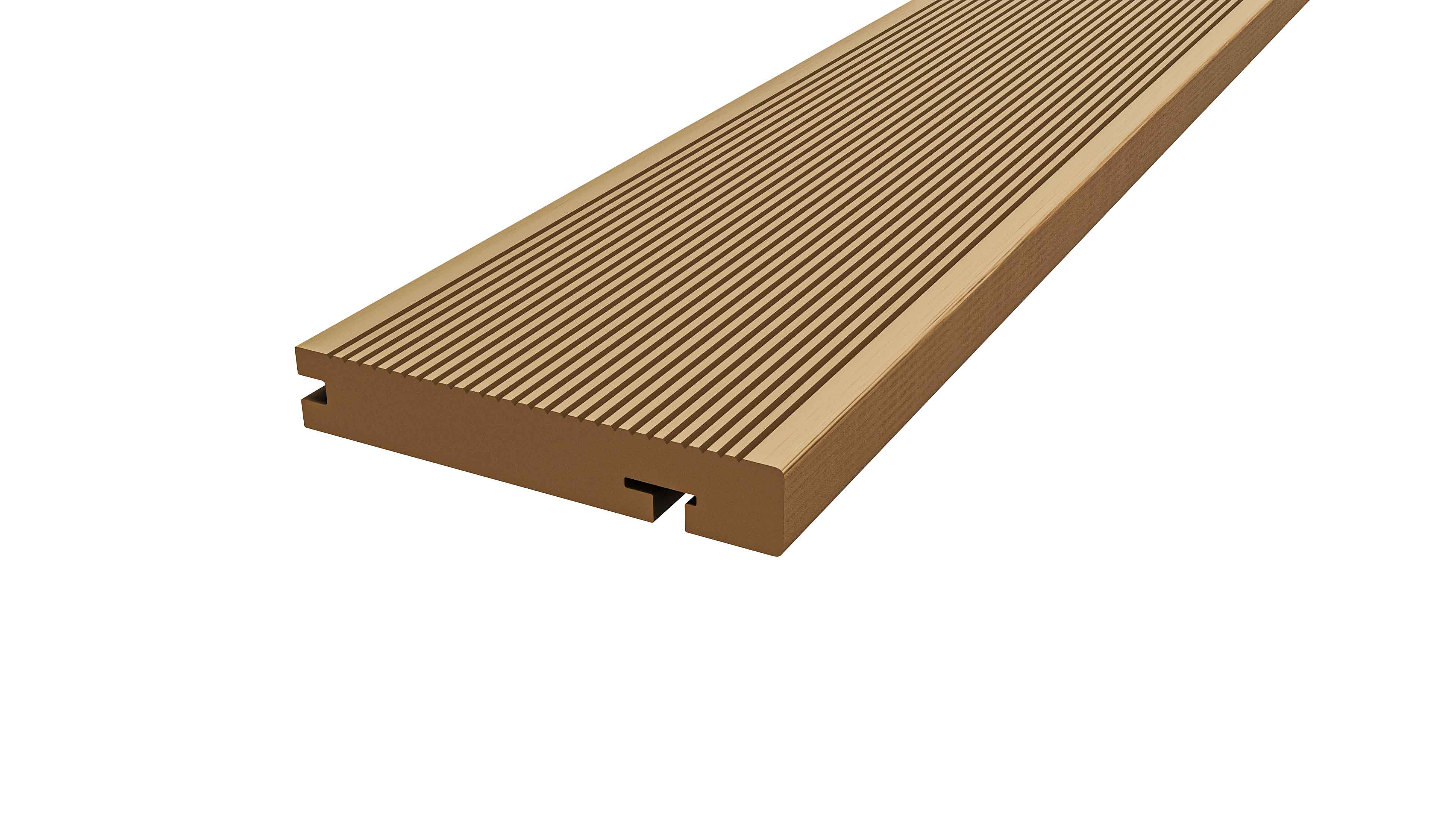 Classic™ | Light Brown Grooved Composite Decking Bullnose Edge Board