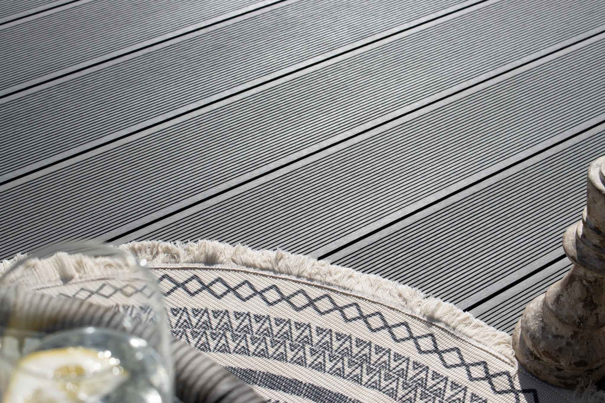 3.6m Light Grey Grooved Composite Decking Boards – O V Æ D A™
