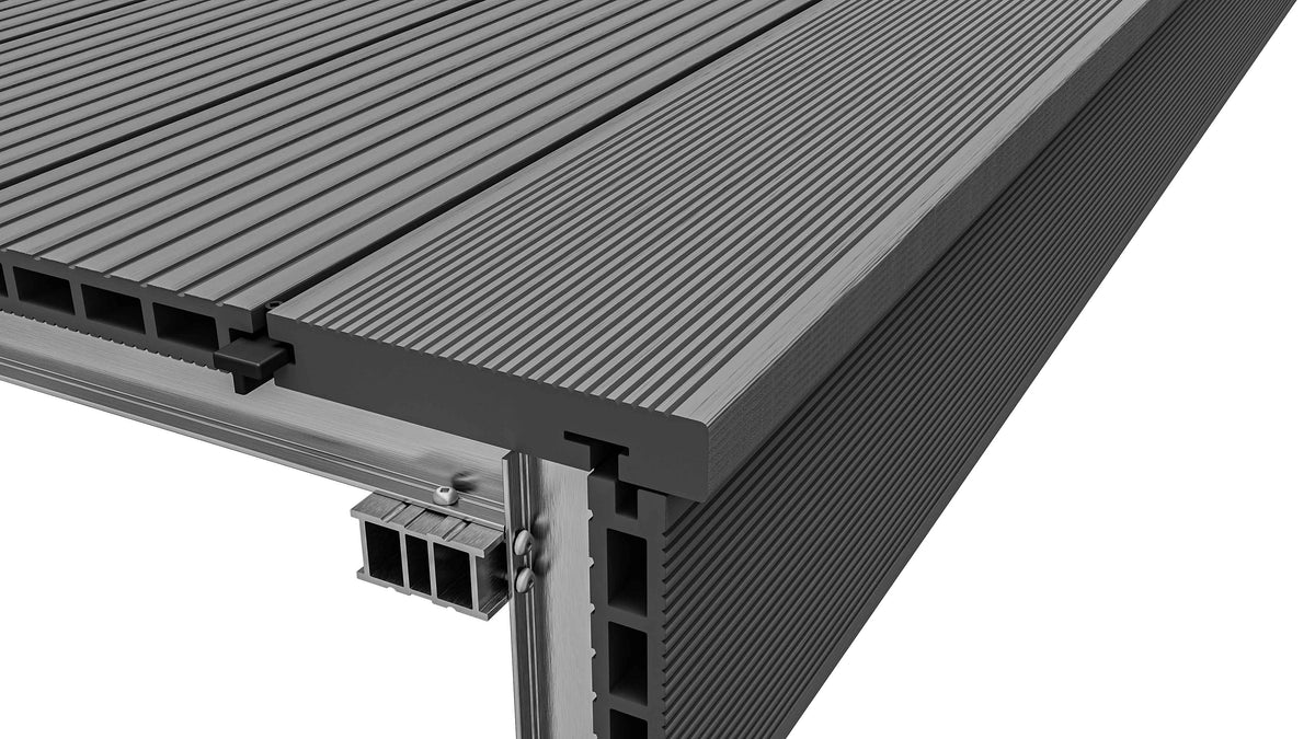 Classic™ | Light Grey Grooved Composite Decking Bullnose Edge Board