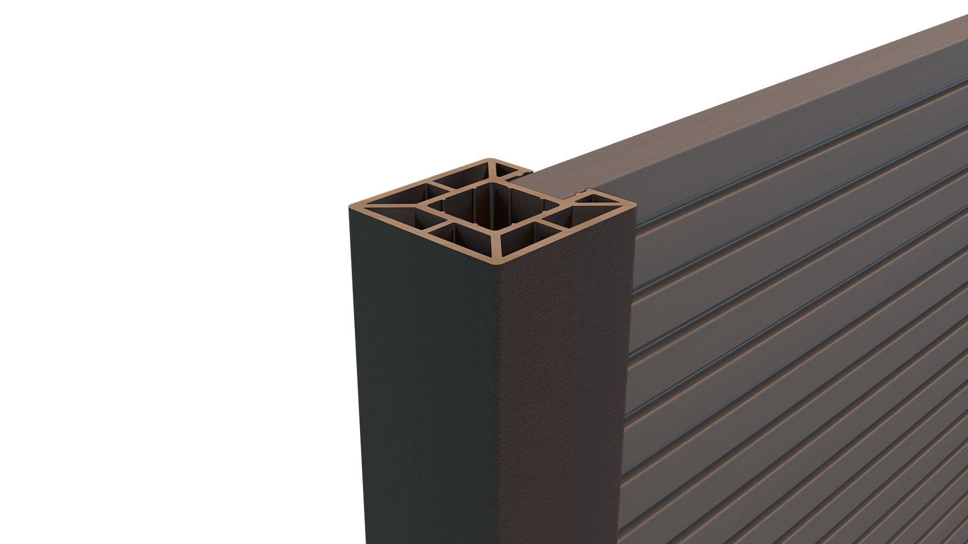 Composite Fencing End Post (3m length) | Dark Brown