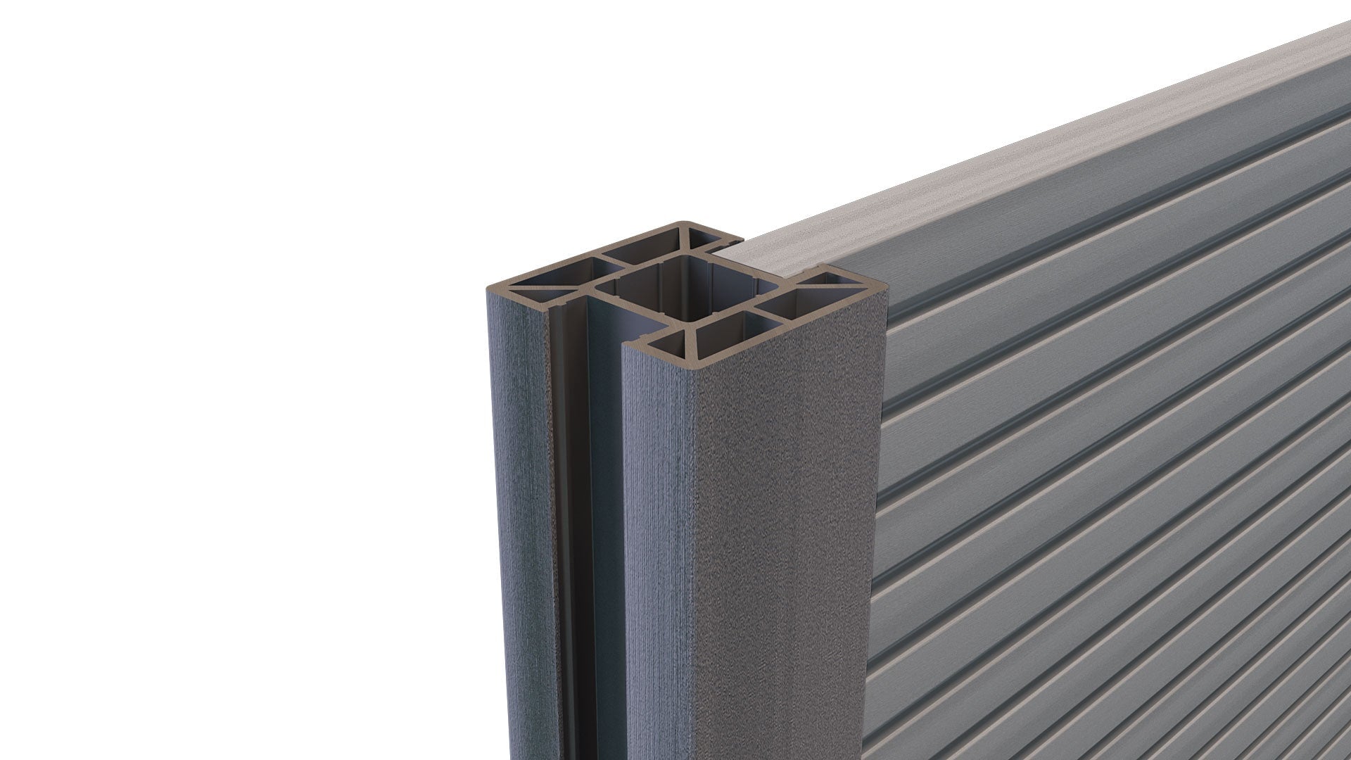 Composite Fencing Inline Post (1.94m length) | Light Grey