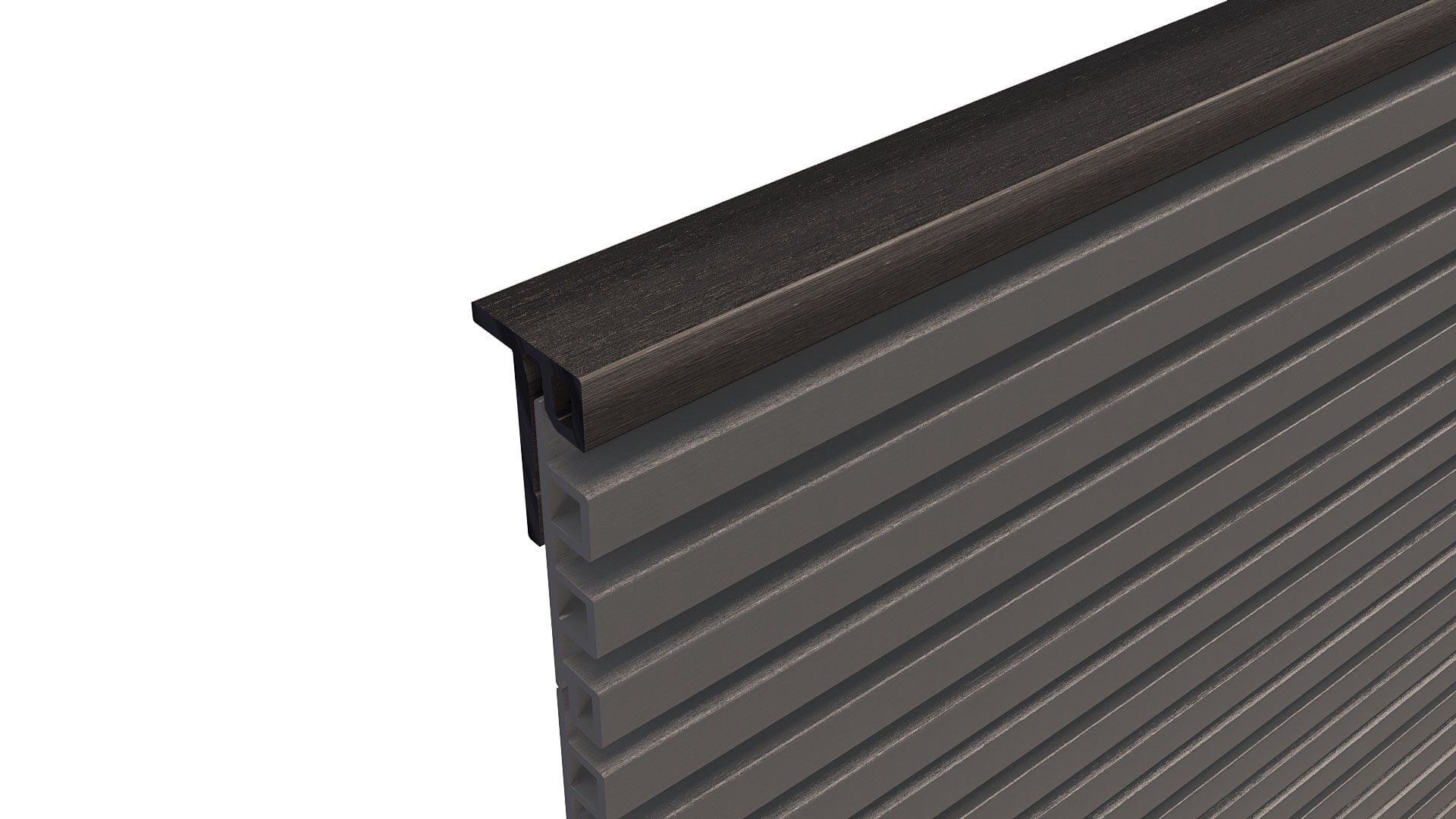 Composite Slatted Cladding End Trim (3.6m length) | Black