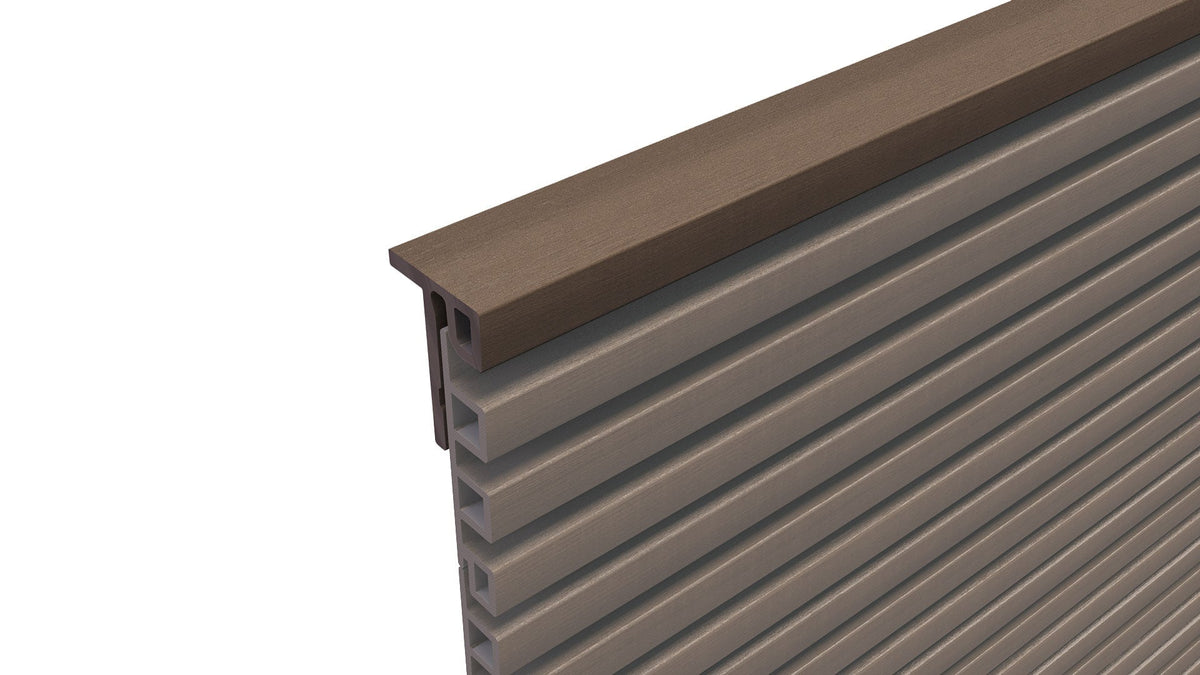 Composite Slatted Cladding End Trim (3.6m length) | Natural Grey