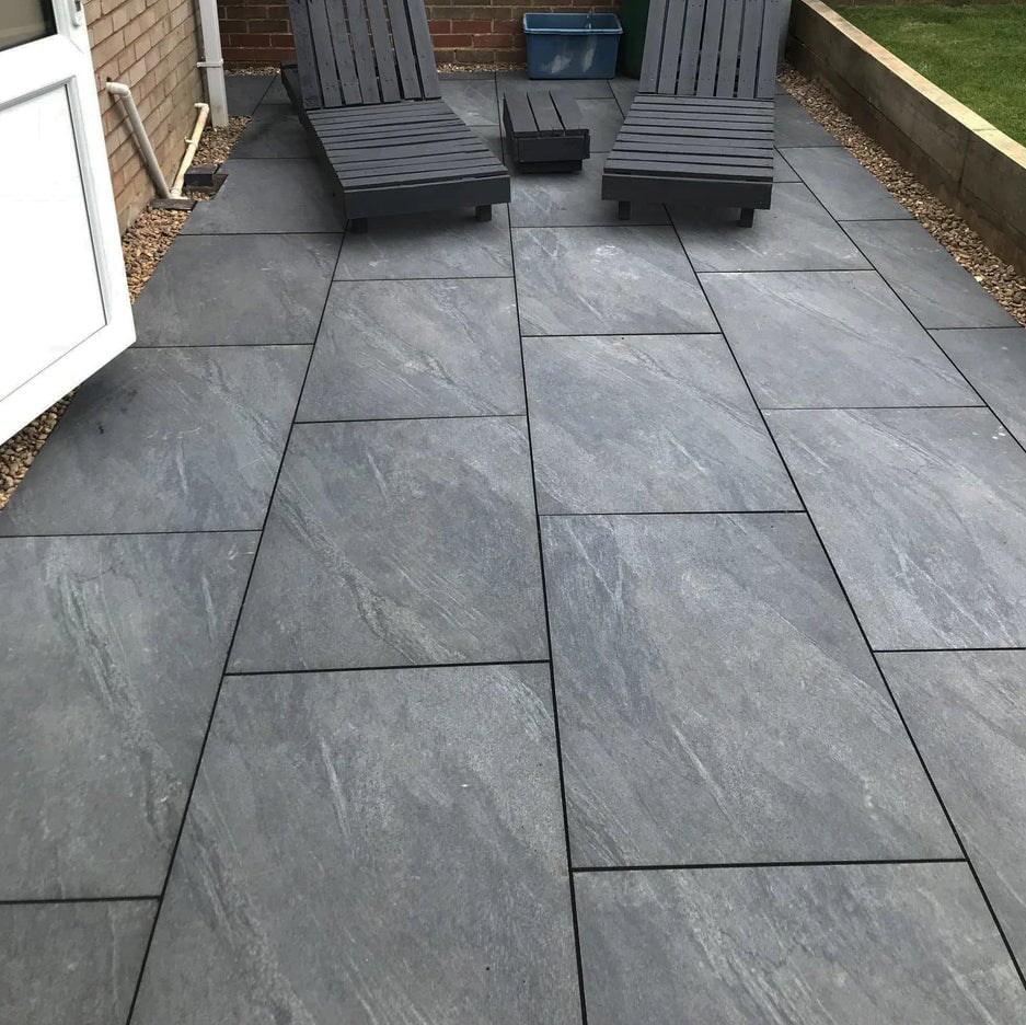 Crombie™ | Mid Grey Stone Effect Porcelain Paving Tiles