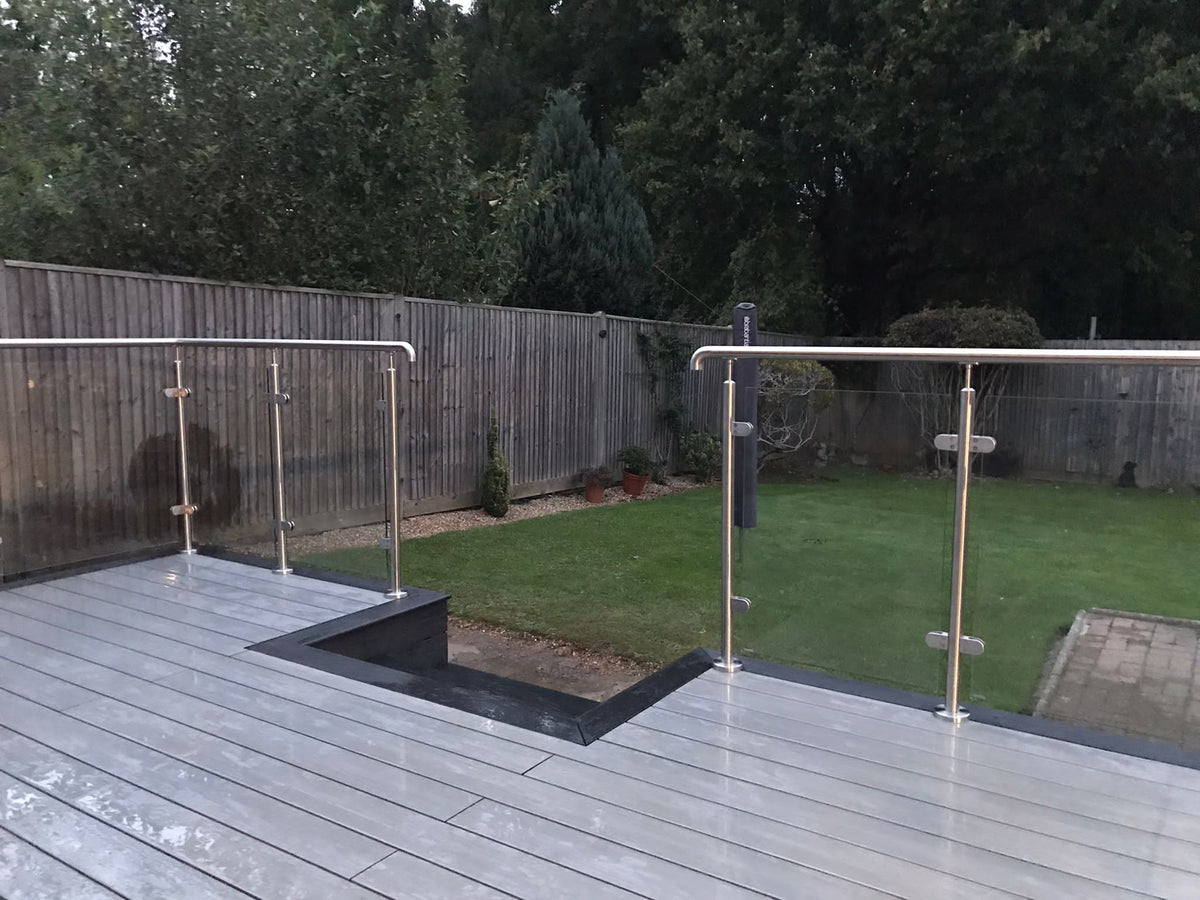 Glass Balustrade 42.4mm End Post Fully Assembled Plain Top
