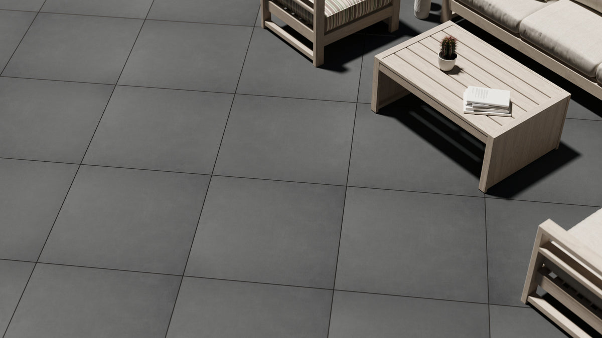 Layne™ | Dark Grey Concrete Effect Porcelain Paving Tiles