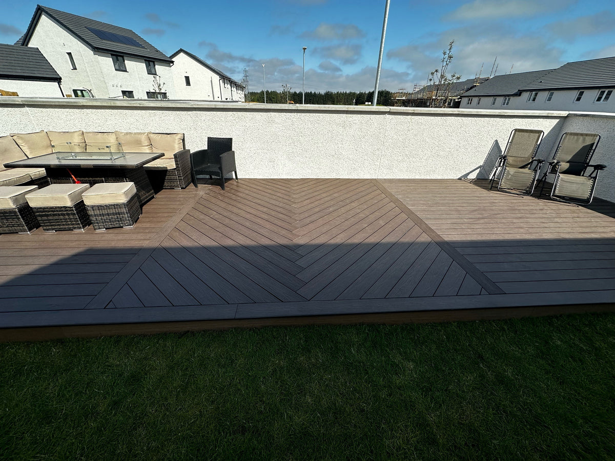 Luxxe™ | Dark Brown Woodgrain Composite Decking Bullnose Edge Board