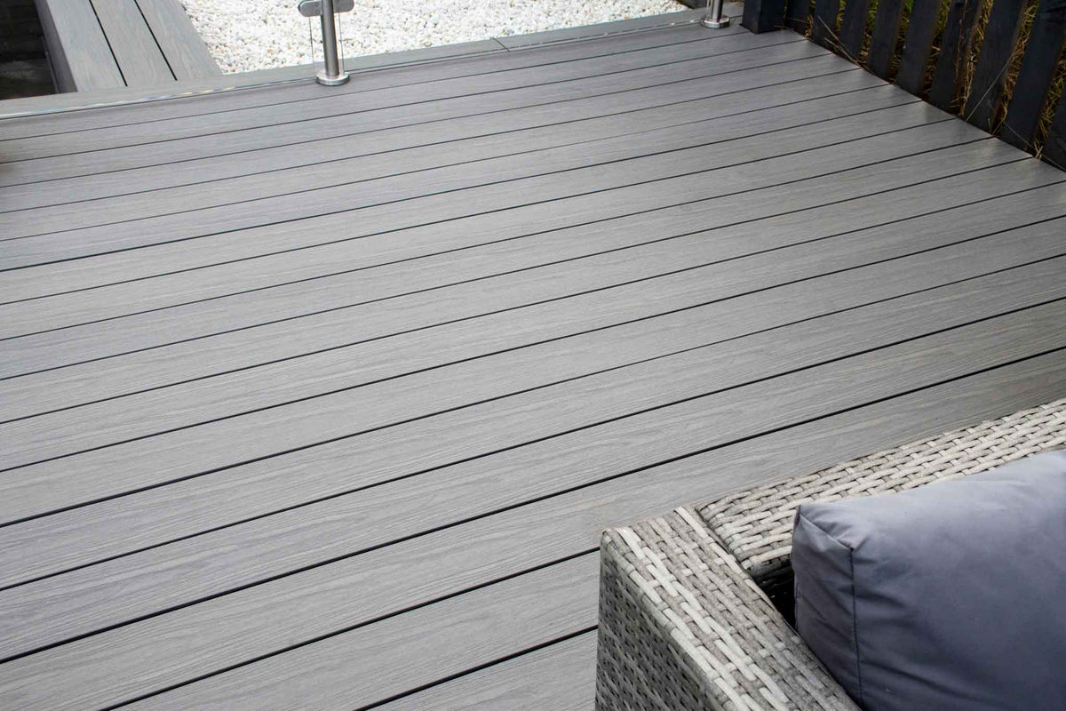 Luxxe™ Woodgrain Composite Decking Board | Light Grey