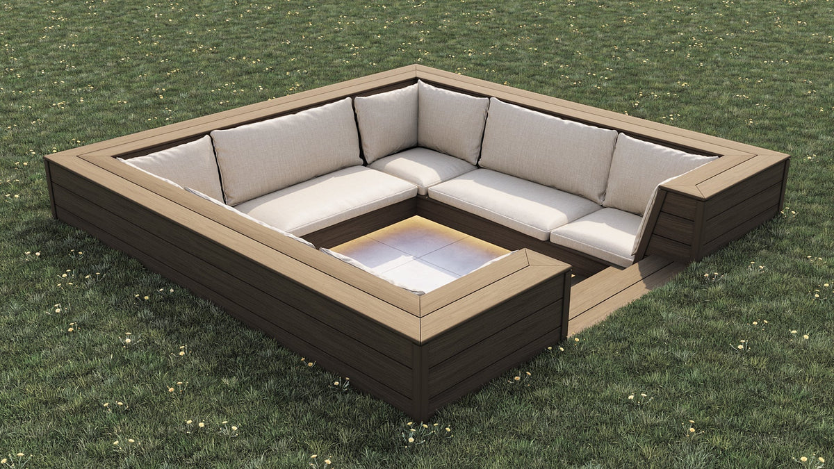 Luxxe™ Square Sunken Seating Area | Natural Brown