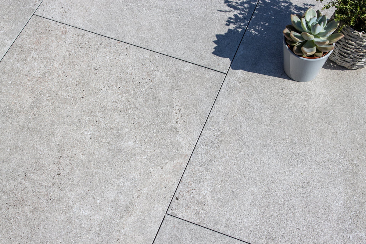 Lyme™ | Light Grey Stone Effect Porcelain Paving Tiles