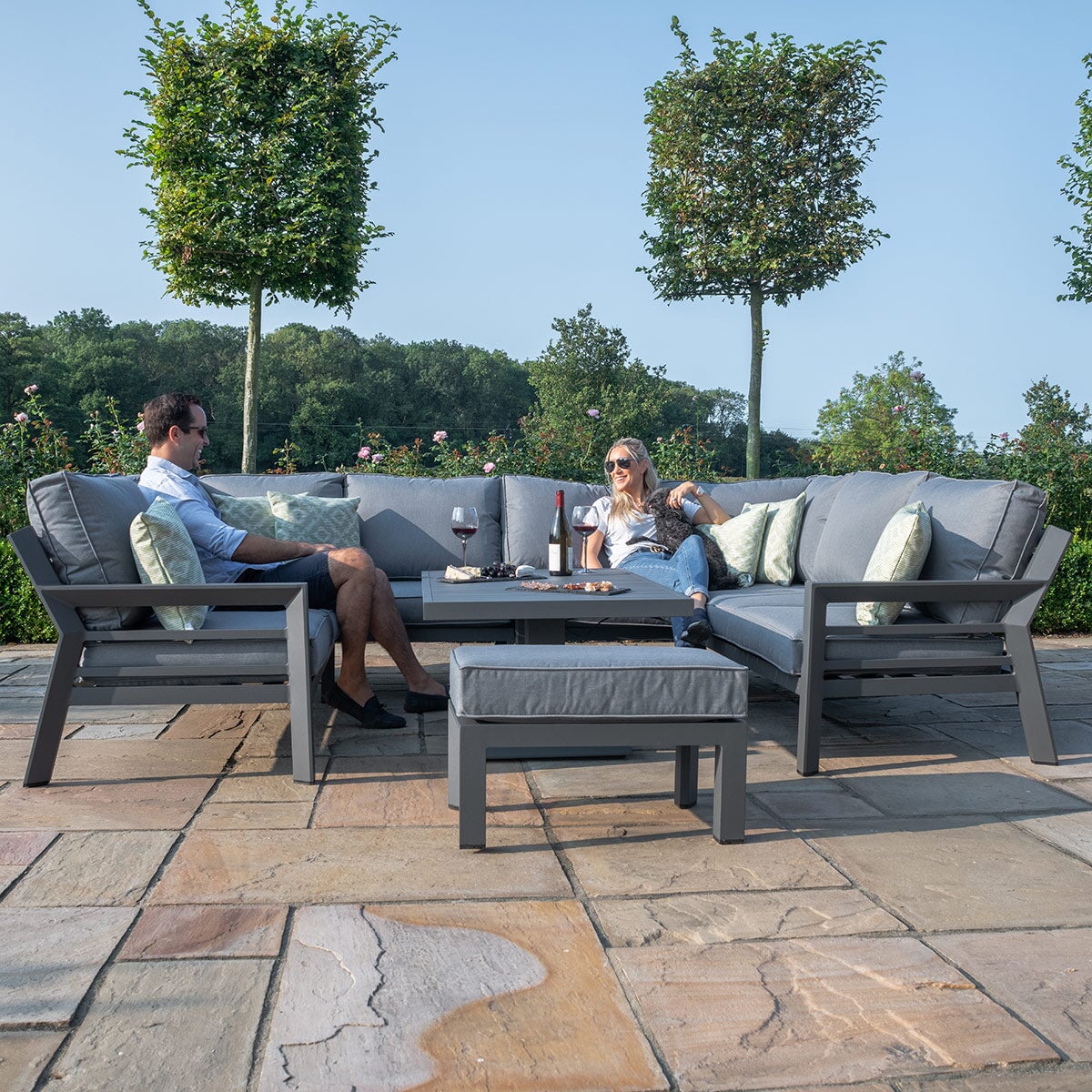 New York U-Shaped Sofa Set with Rising Table | Grey