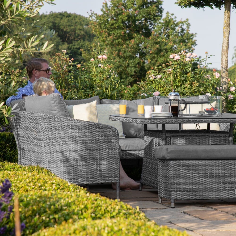Santorini Deluxe Corner Dining Set with Fire Pit Table