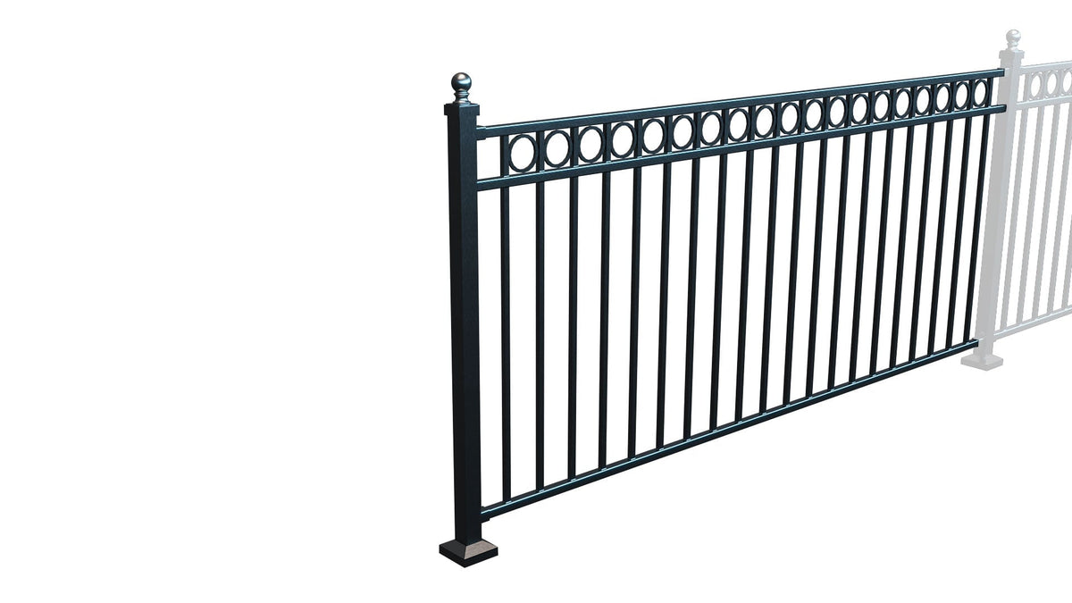 Traditional Balustrade Fixed Railing 2.4m Circles Panel | Black