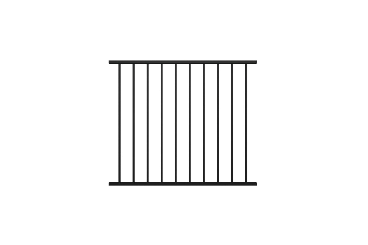Traditional Balustrade Fixed Railing Panel 1016 x 1200mm | Black
