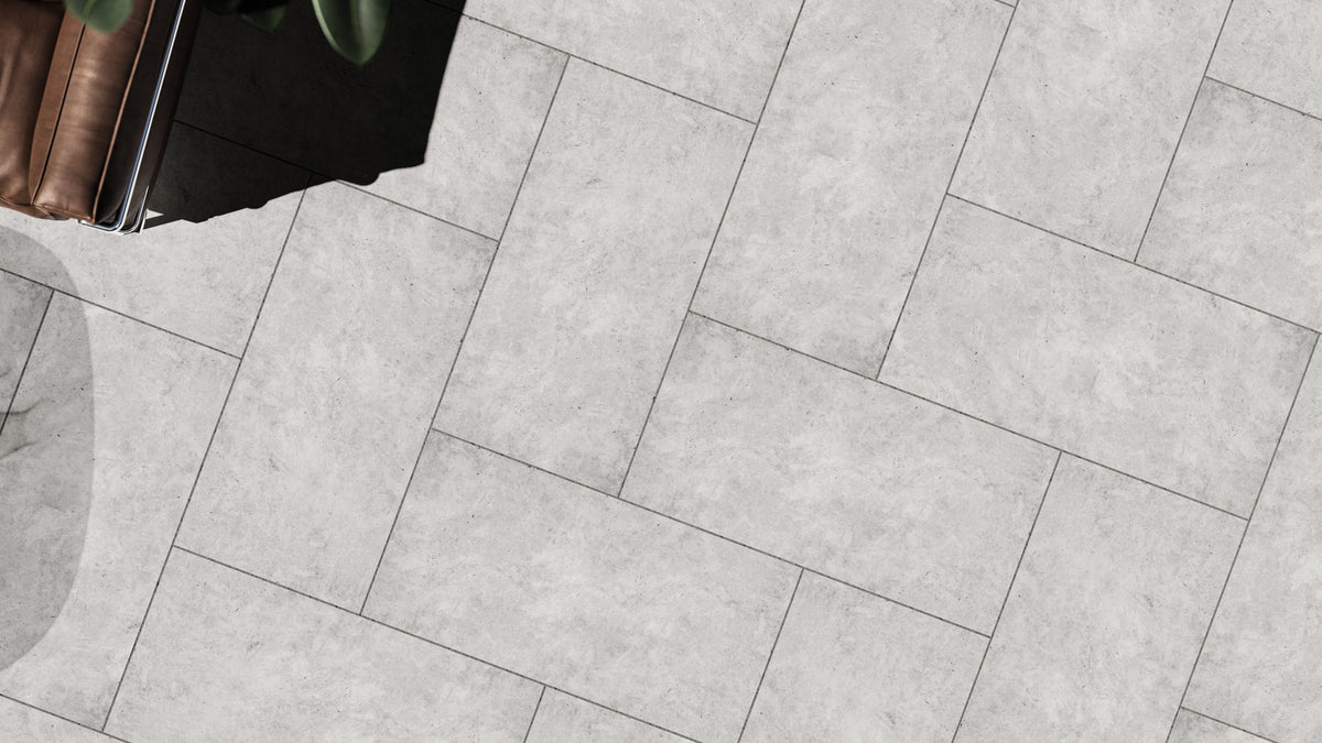 Travertino™ | Light Grey Stone Effect Porcelain Paving Tiles