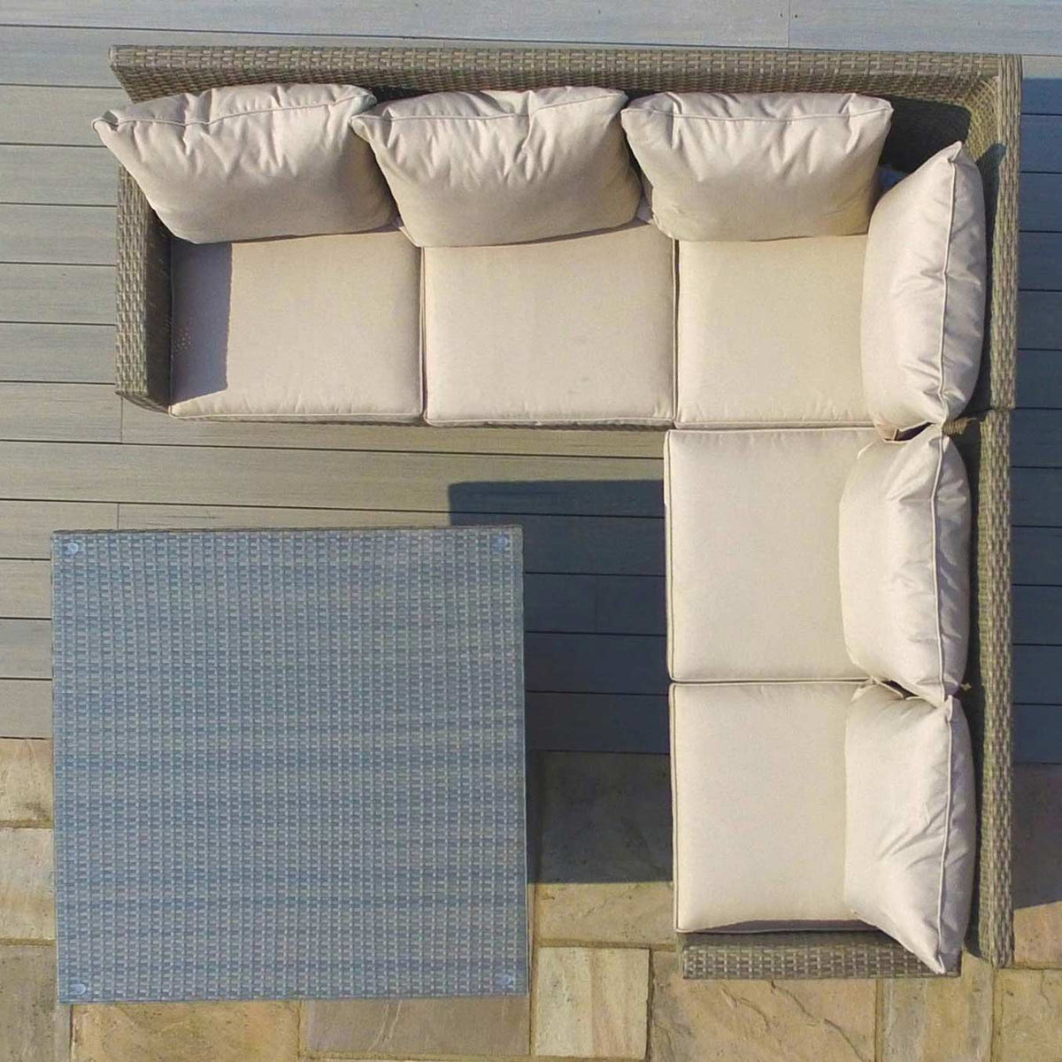 Tuscany Corner Bench Set with Rising Table | Natural